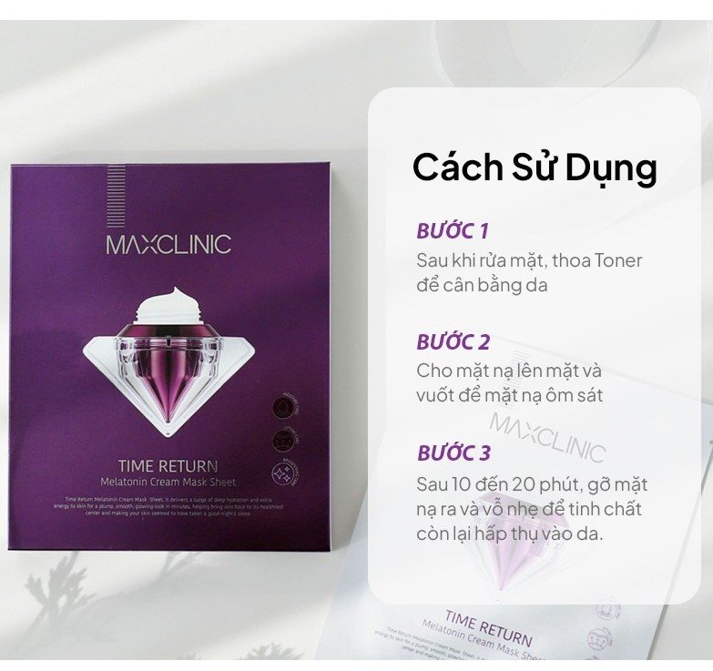 Mặt Nạ Dưỡng Da Maxclinic Time Return Melatonin Cream Mask Sheets Hộp 4 Miếng - SMD2BOX